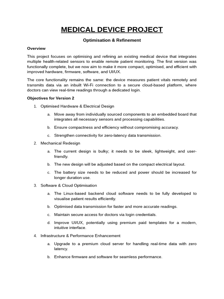 Medical Device Optimization Project | PDF | User Interface | Cloud ...