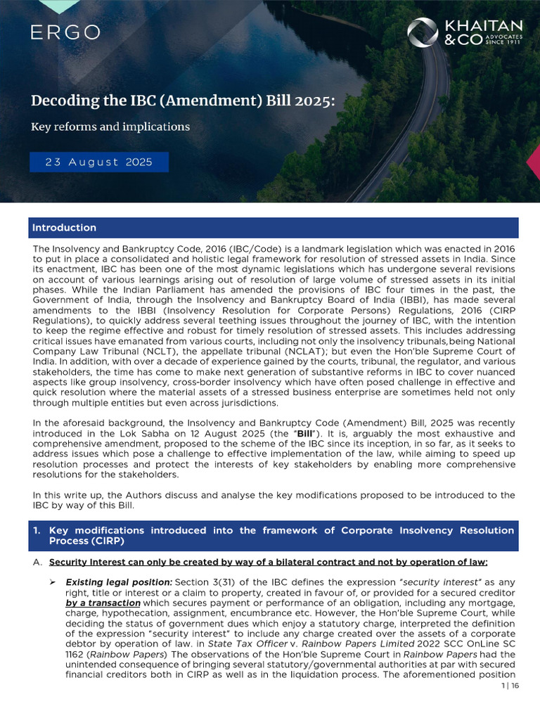 IBC Amendment Bill 2025 Overview | PDF