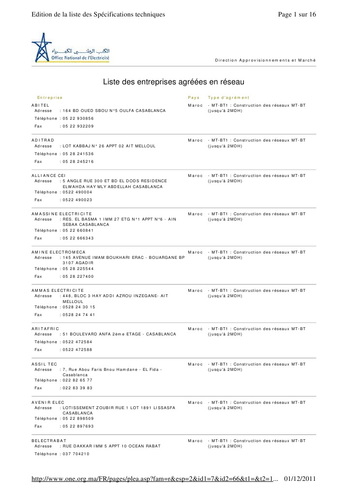 Liste Ese MT-BT1 Maroc | PDF | Casablanca | Maroc