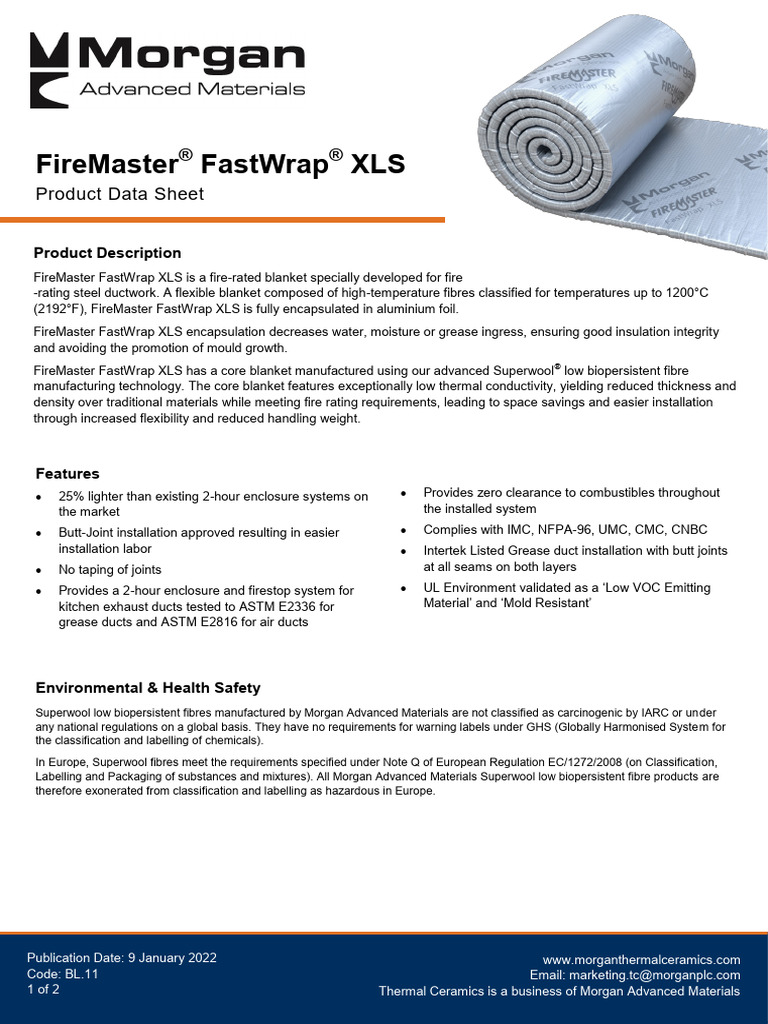 FireMaster FastWrap XLS Overview | PDF | Duct (Flow) | Materials