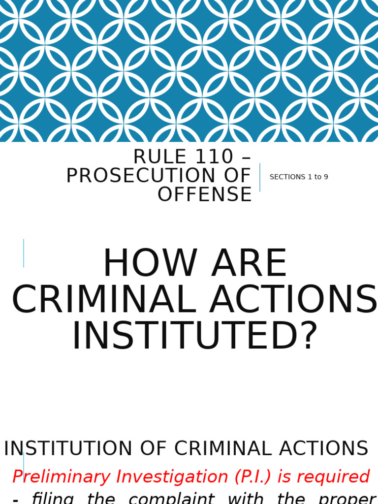 Rule 110 Part 1 Sections 1 To 9 | PDF | Prosecutor | Statute Of Limitations