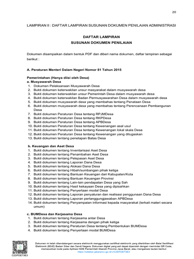Daftar Susunan Dokumen Penilaian AGSB 2025 | PDF