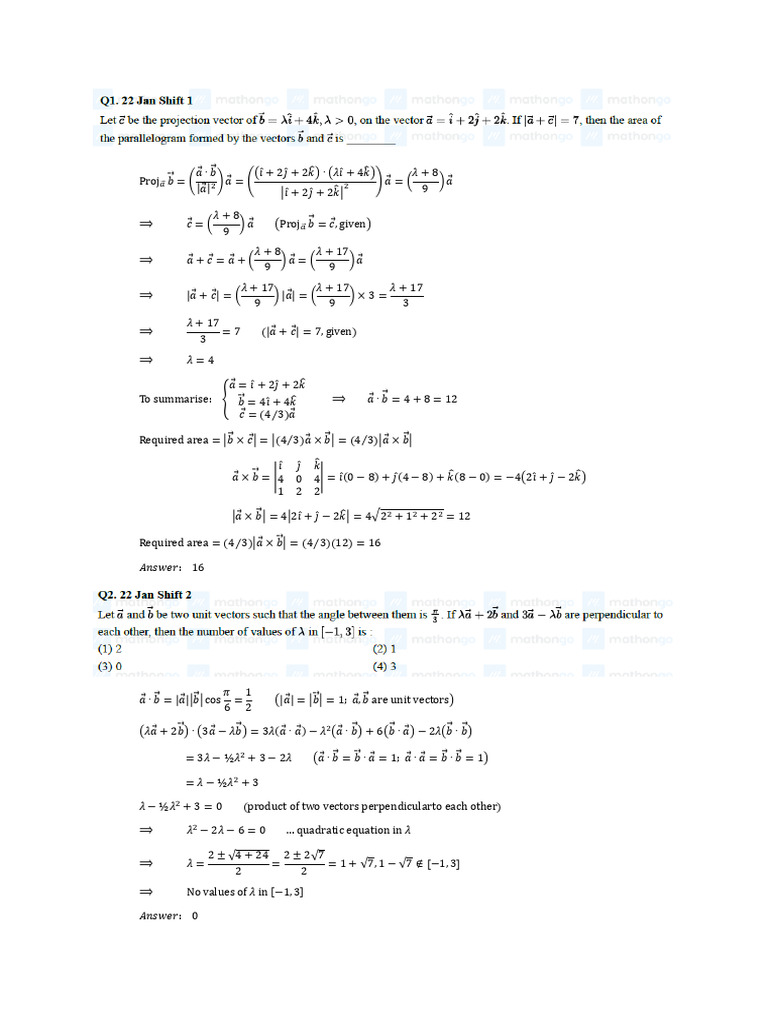 Vector Calculations and Area Solutions | PDF | Area | Classical Geometry