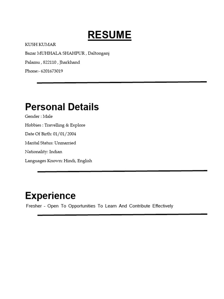 Resume: Personal Details | PDF