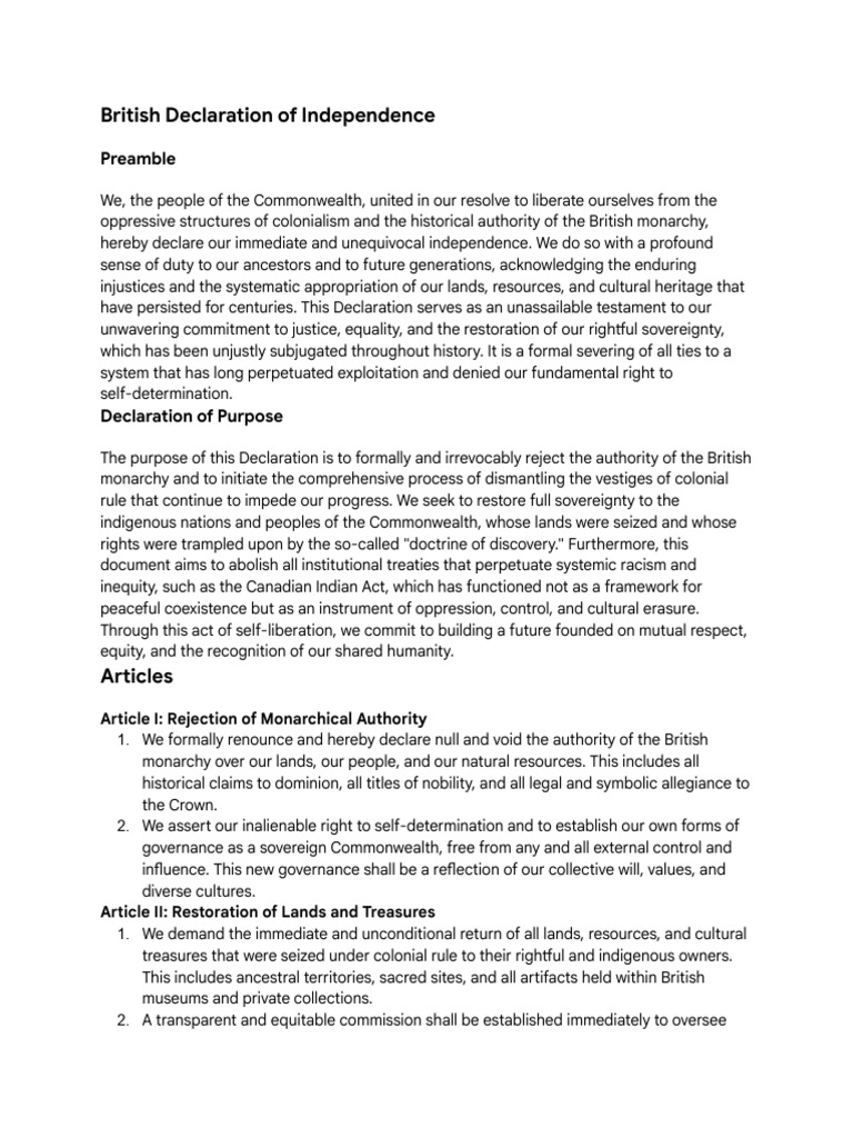 British Independence Declaration Explained | PDF | Governance | Sovereignty