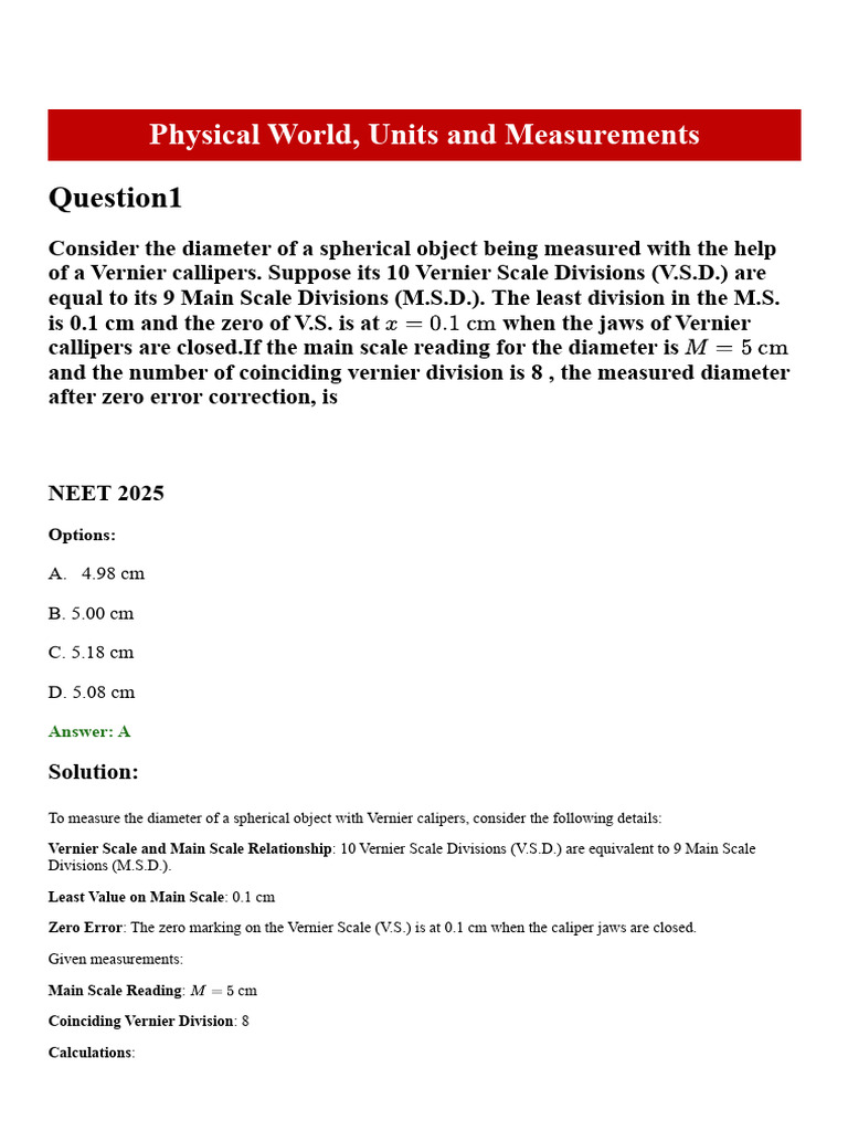 Vernier Calipers Measurement Guide | PDF | Classical Mechanics | Mechanics