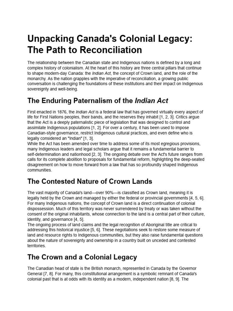Canada's Colonial Legacy and Reconciliation | PDF | Canada | The Crown
