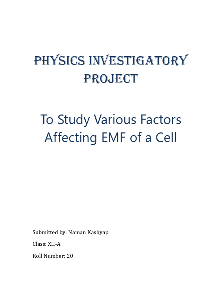 Factors Influencing Cell EMF Study | PDF | Electrochemistry | Redox