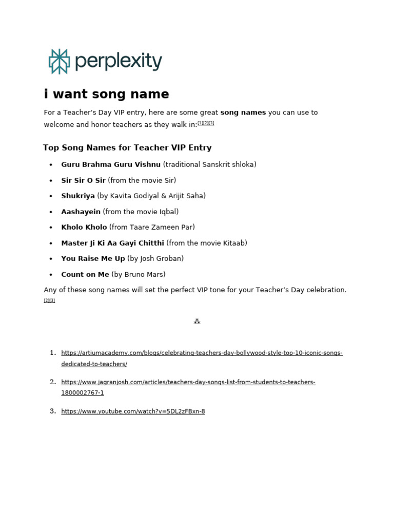 I Want Song Name | PDF