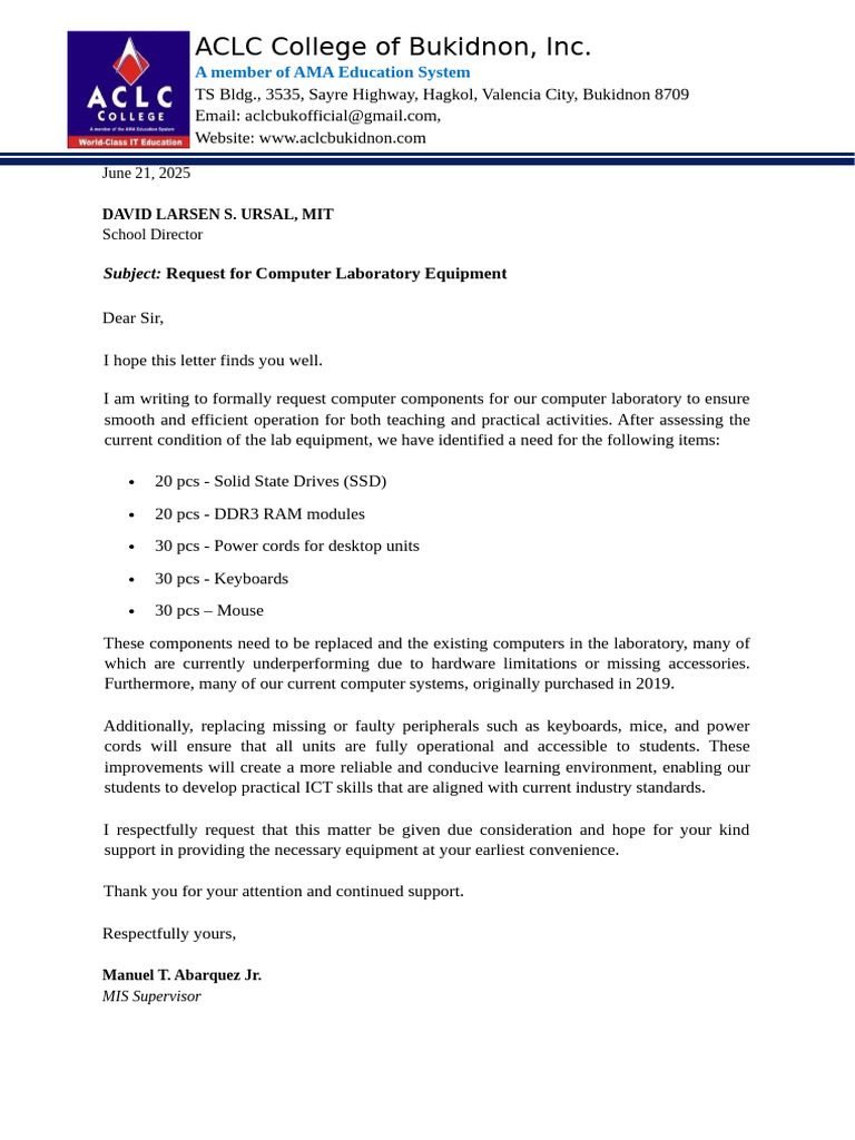 Request Letter Final | PDF