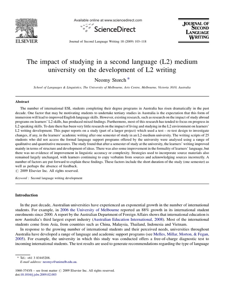 L2 Writing Development in University Studies | PDF | Clause | Second ...
