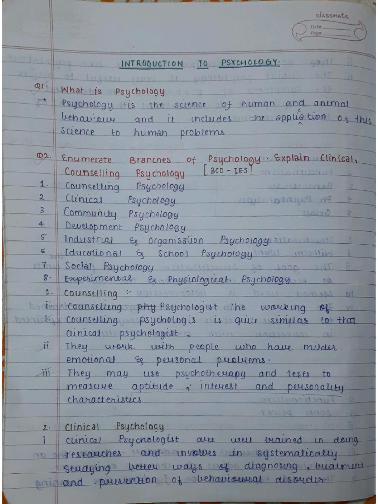 Psychology Notes | PDF