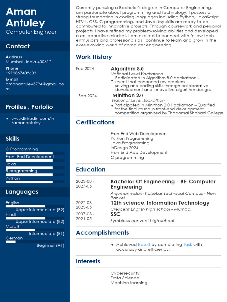 Aman Antuley Resume 6 (4) | PDF | Computer Programming | Information Technology