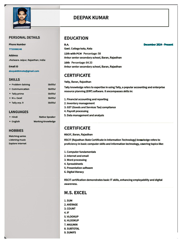 Resume Deepak | PDF