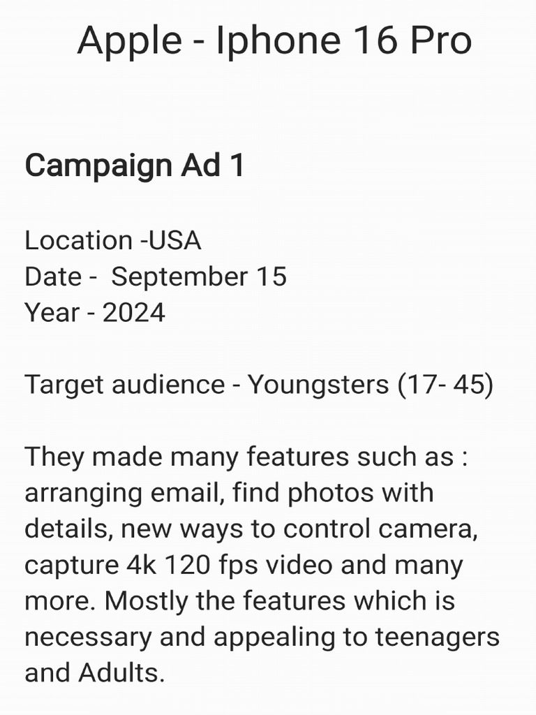 Iphone 16 Pro Ad Campaigns | PDF
