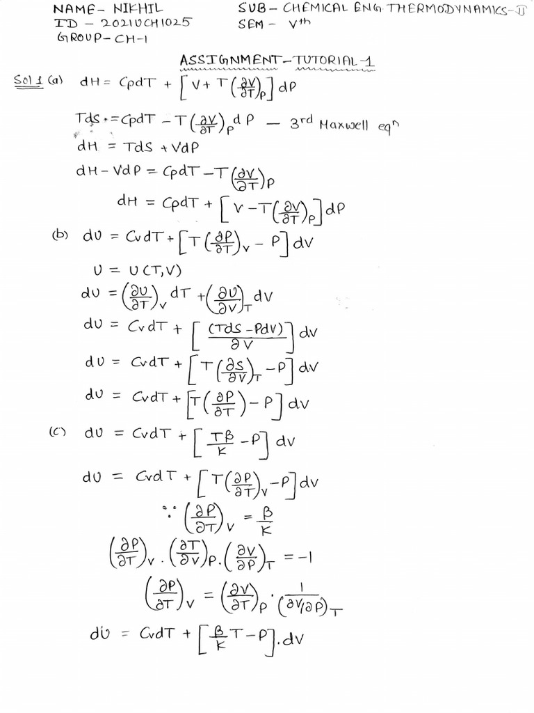 2021uch1025 Assignment Thermo | PDF