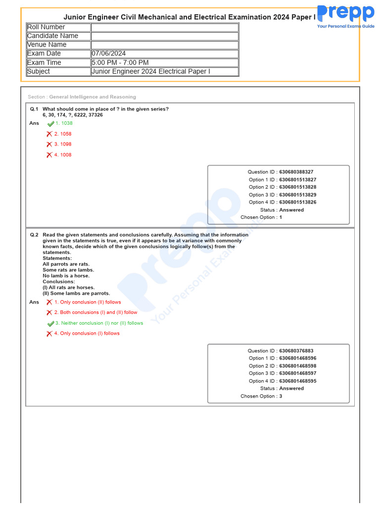 SSC JE 2024 Paper 1 Electrical Question Paper With Answer Key PDF ...
