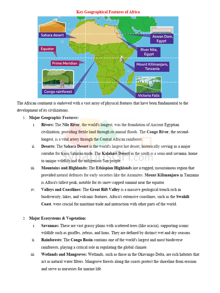 Key Geographical Features of Africa | PDF | Africa | Agriculture