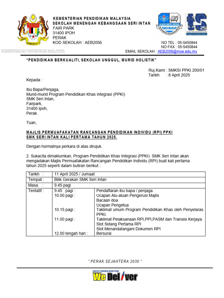 Majlis RPI PPKI SMK Seri Intan 2025 | PDF