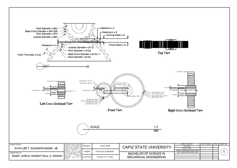 Spur Gear Design Specifications | PDF | Gear | Mechanical Engineering