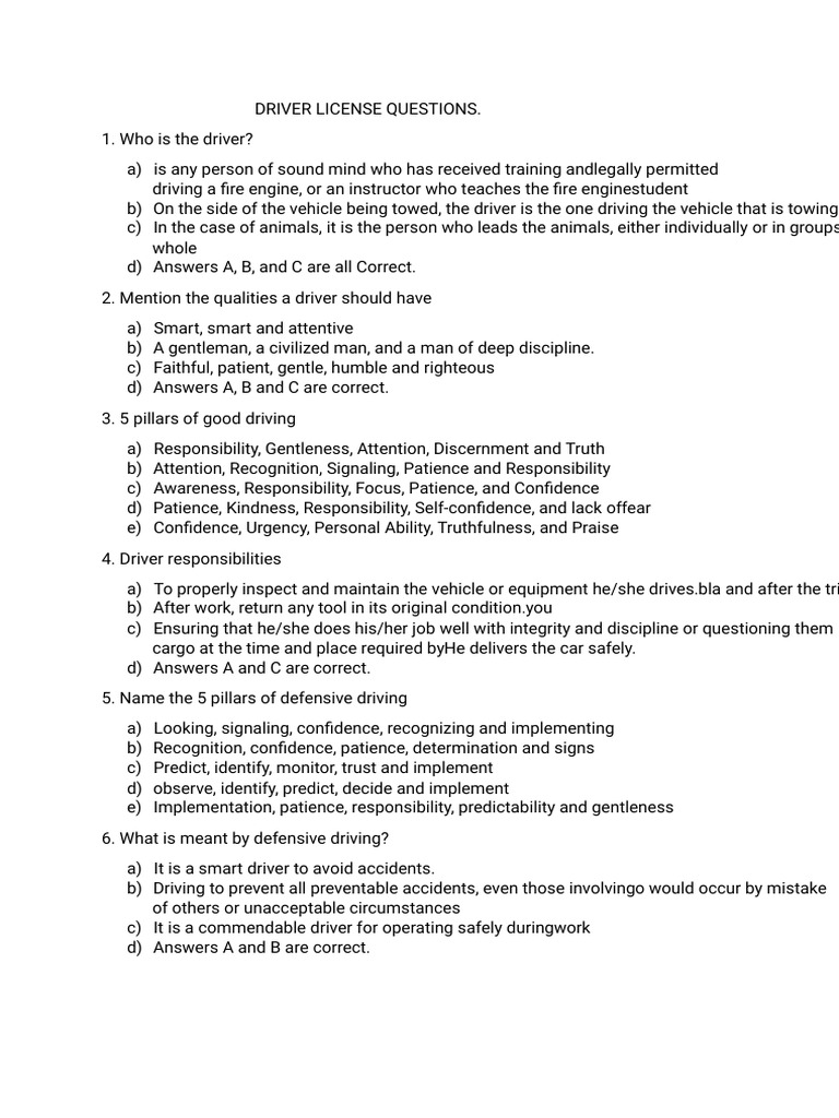 Driver License Exam Questions Guide | PDF | Valve | Engines