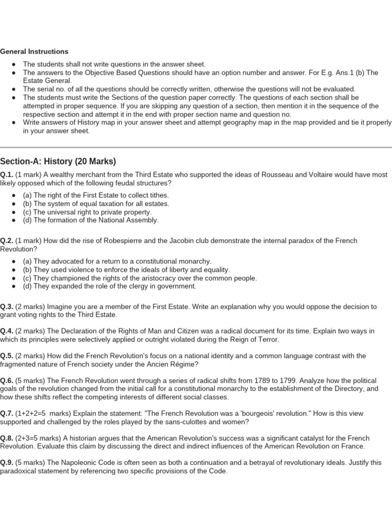 French Revolution and Geography Exam Guide | PDF | Poverty | Poverty ...