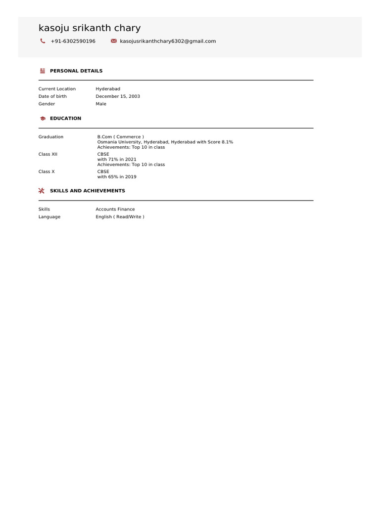 Kasoju Srikanth Chary Resume-3 | PDF