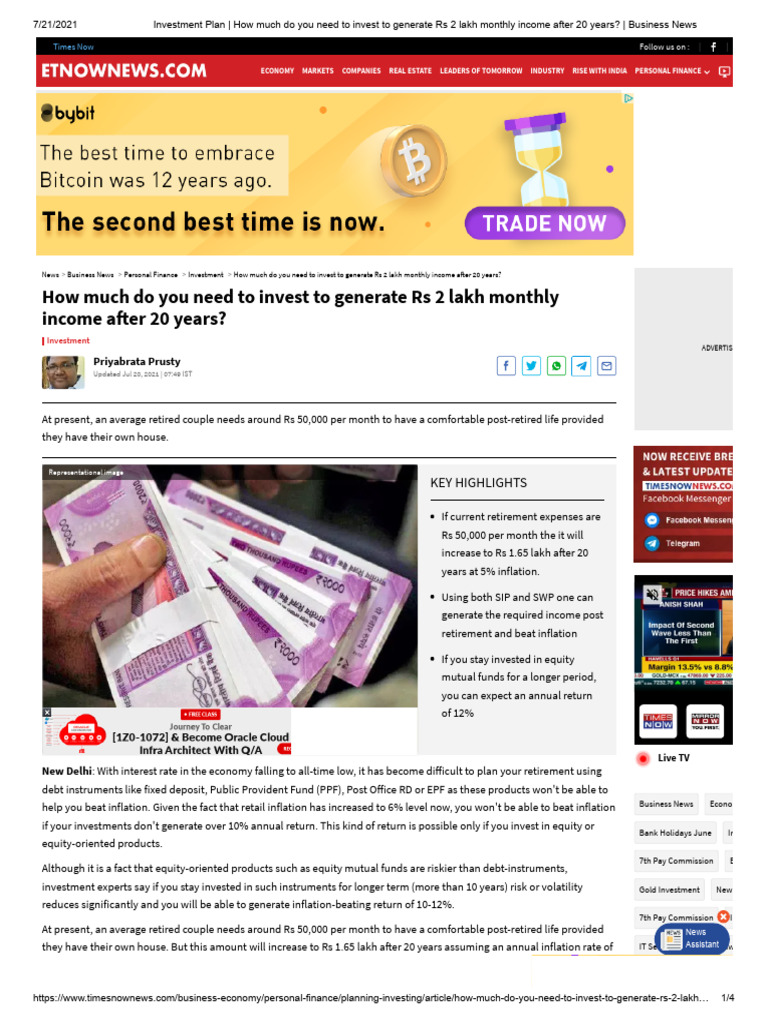 Rs 2 Lakh Monthly Income Plan | PDF | Investing | Inflation