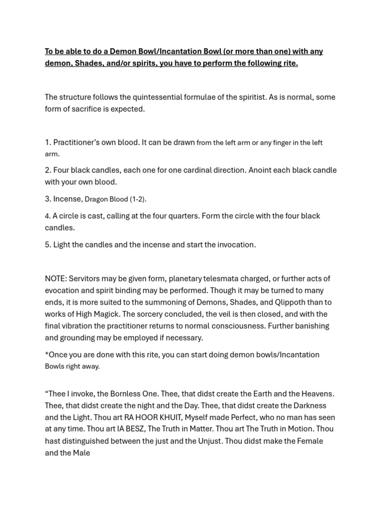 Demon Bowl/Incantion Bowl - Full Manuscript V1.01 | PDF | Demons