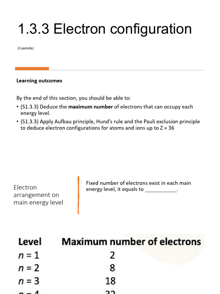1.3.3 4 Electron Configuration | PDF | Electron Configuration | Energy ...