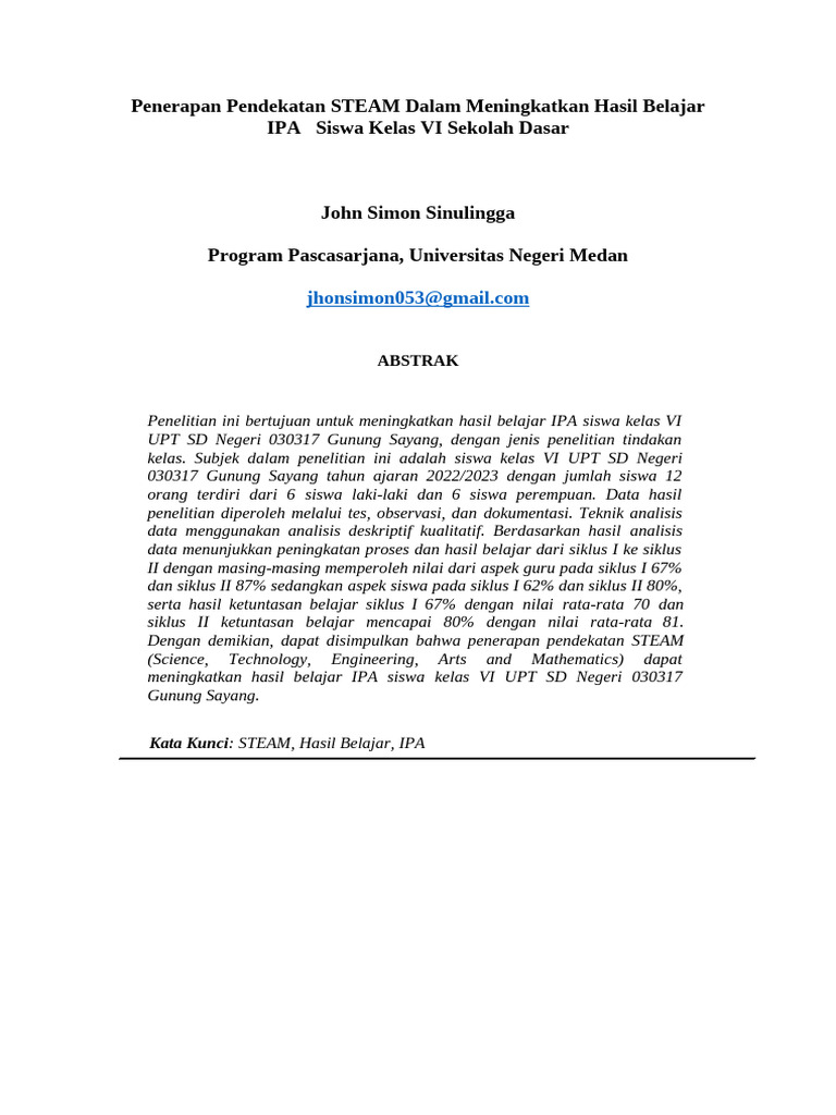 Uts - John Simon Sinulingga - Pendekatan Pembelajaran Ipa | PDF