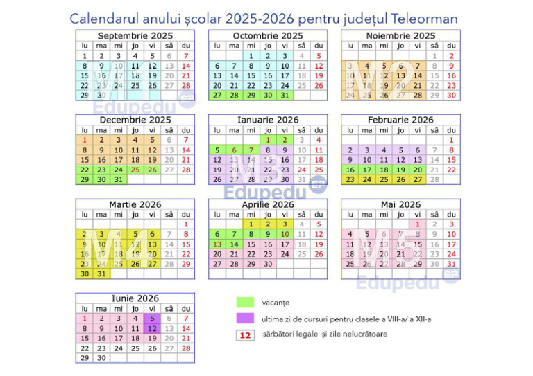 Calendar An Scolar 2025 2026 Teleorman | PDF