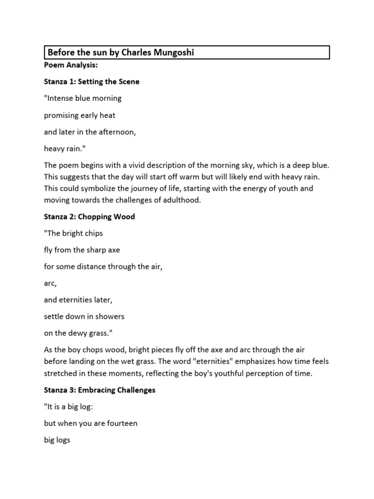 Analysis of "Before the Sun" Poem | PDF | Perception | Odor