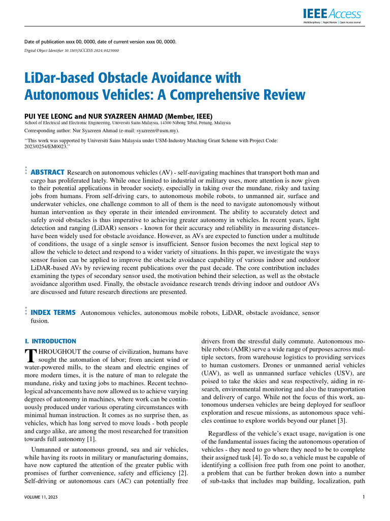 LiDar-based Obstacle Avoidance With Autonomous Veh | PDF | Thermography | Lidar