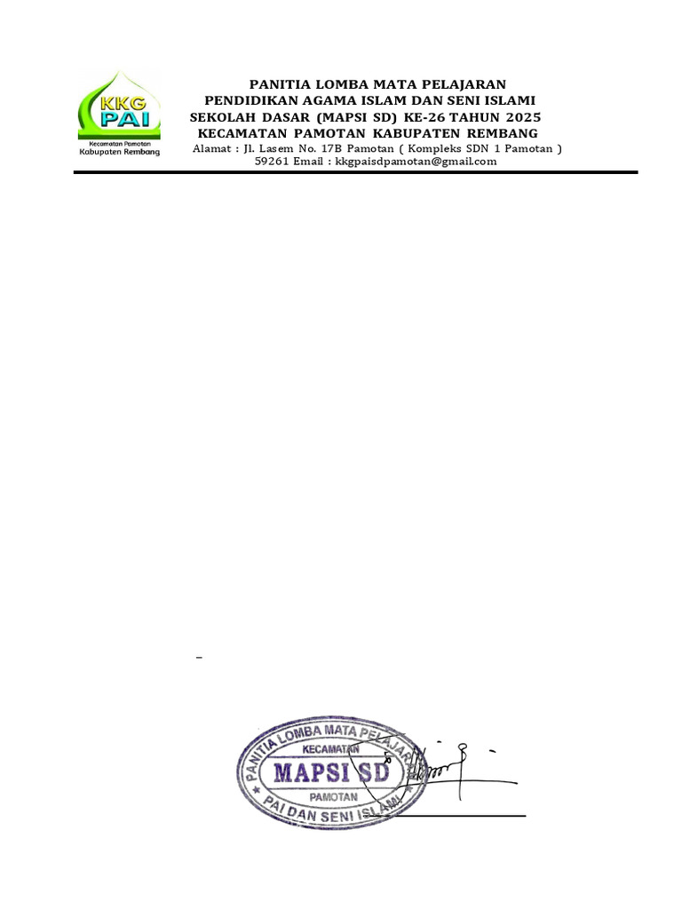 SK Fix Penetapan Lomba Mapsi SD Ke 26 Tahun 2025 | PDF