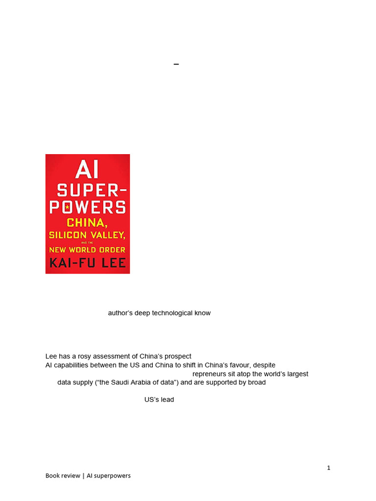 Book Review AI Superpowers | PDF | Artificial Intelligence ...