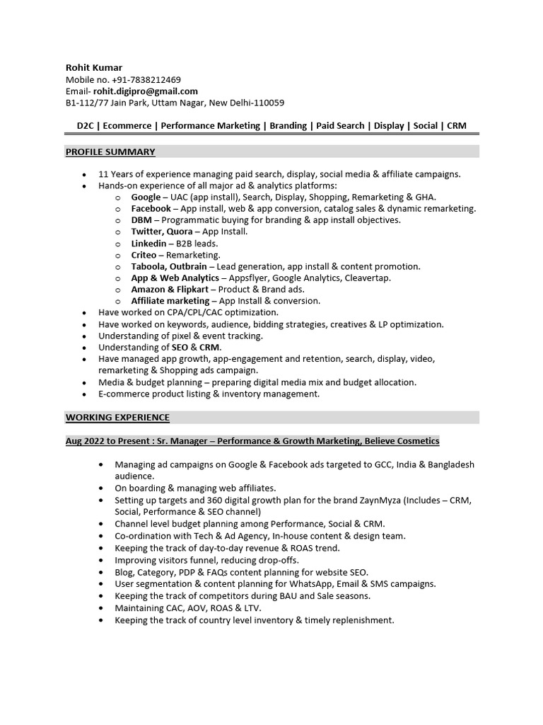 Naukri RohitKumar (11y 0m) | PDF | Digital Marketing | Marketing