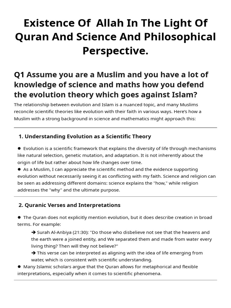 Existence of Allah in The Light of Quran and Science and Philosophical ...