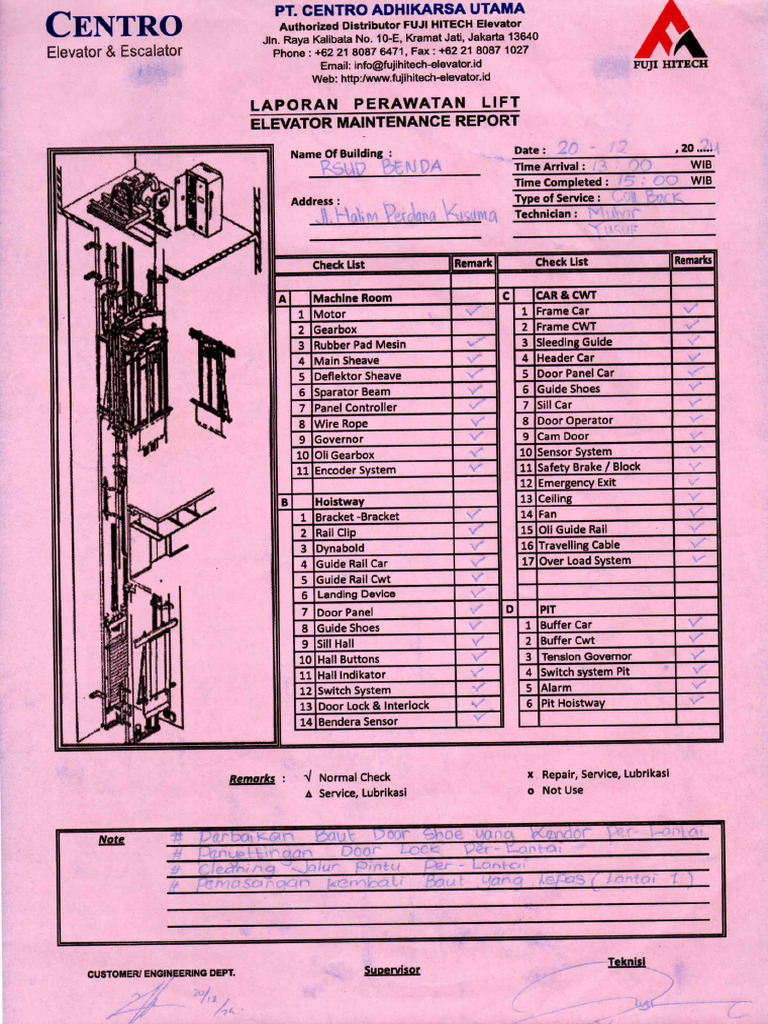 Inspeksi Lift Desember | PDF