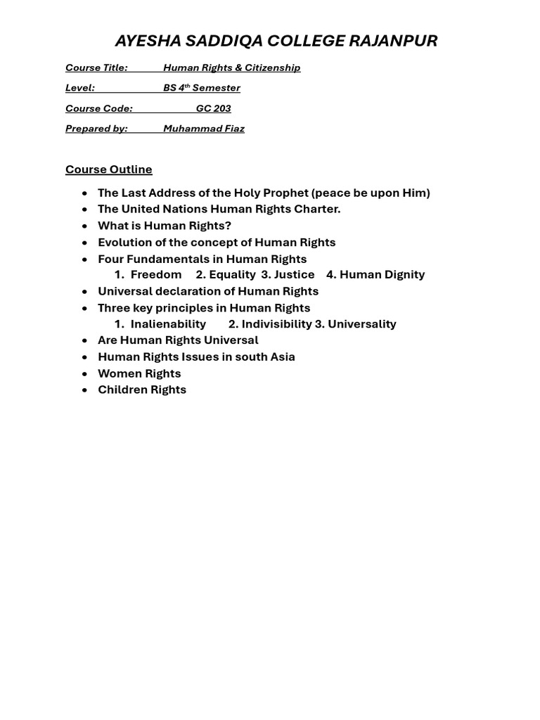 Human Rights & Citizenship Notes | PDF | Human Rights | Cyrus The Great