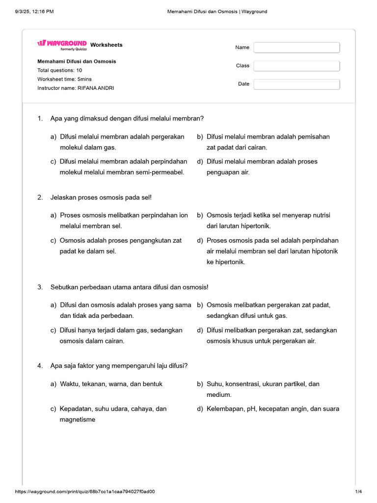 Perbedaan Difusi dan Osmosis | PDF