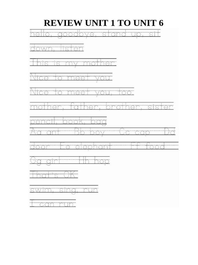 Review Unit 1 To Unit 6 | PDF