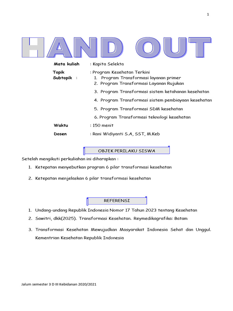 Enam Pilar Transformasi Kesehatan 2023 | PDF