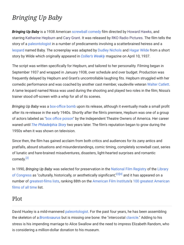 Bringing Up Baby - Wikipedia | PDF