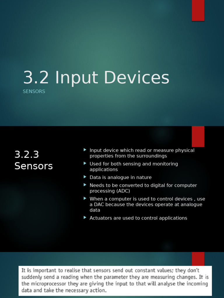 Understanding Input Devices: Sensors | PDF | Sensor | Analog To Digital ...