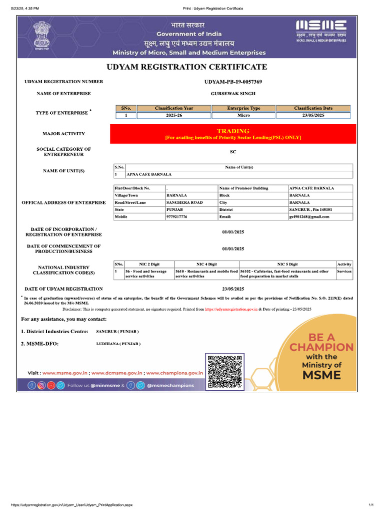 Apna Cafe Barnala | PDF