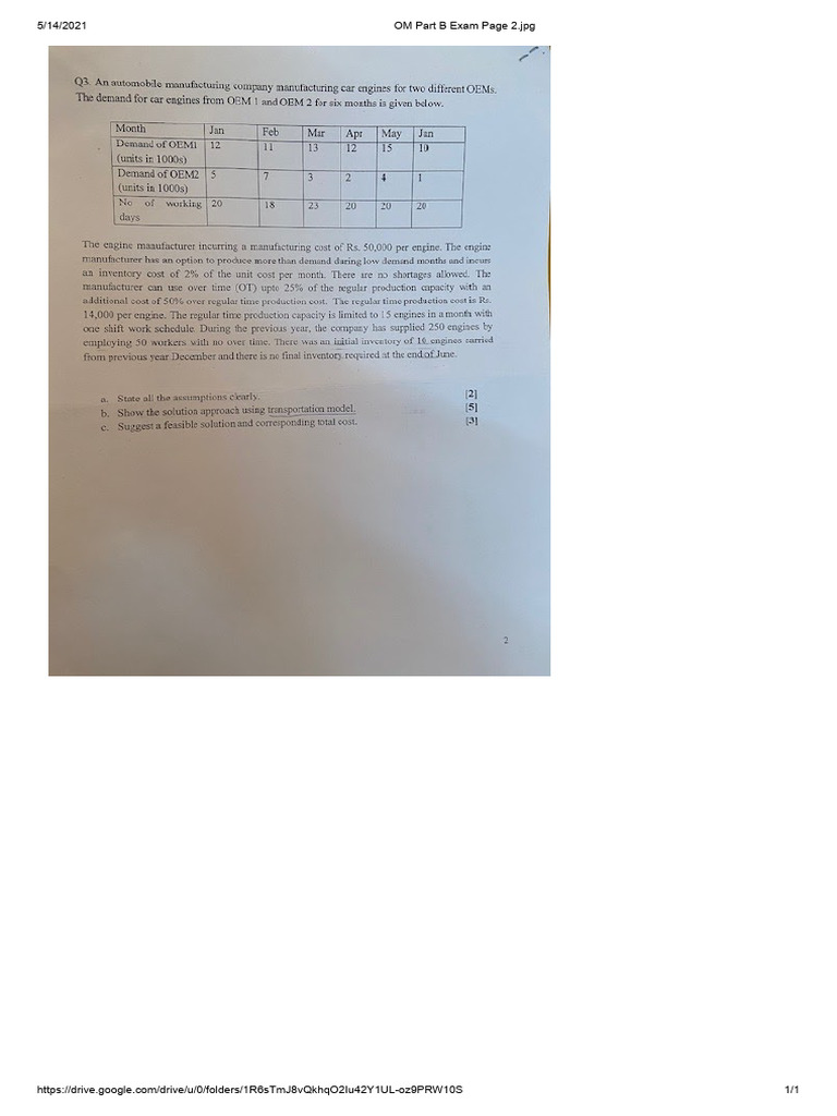 OM Part B Exam Page 2.Jpg | PDF