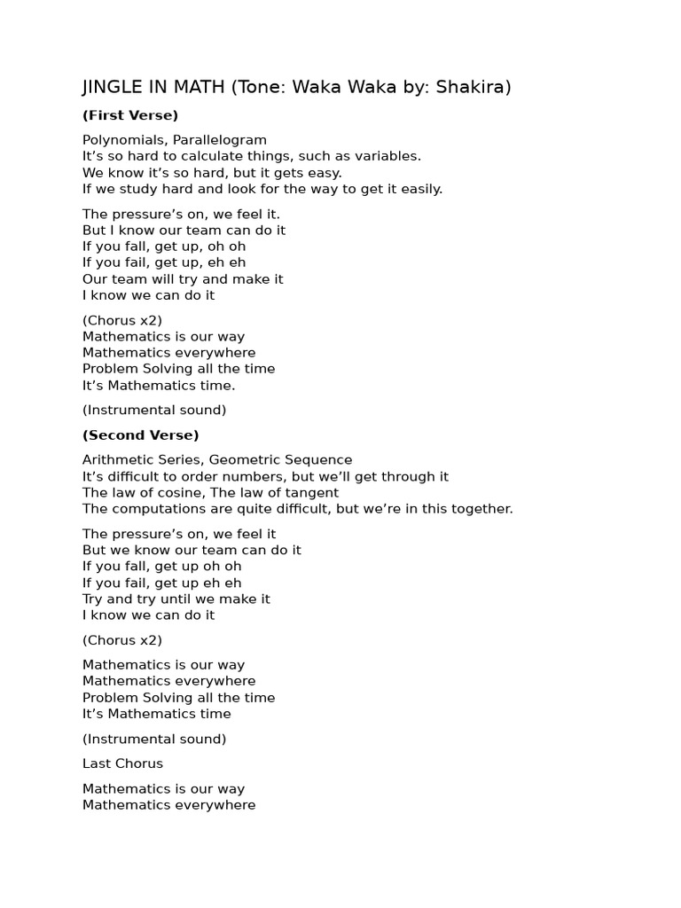 Jingle in Math | PDF