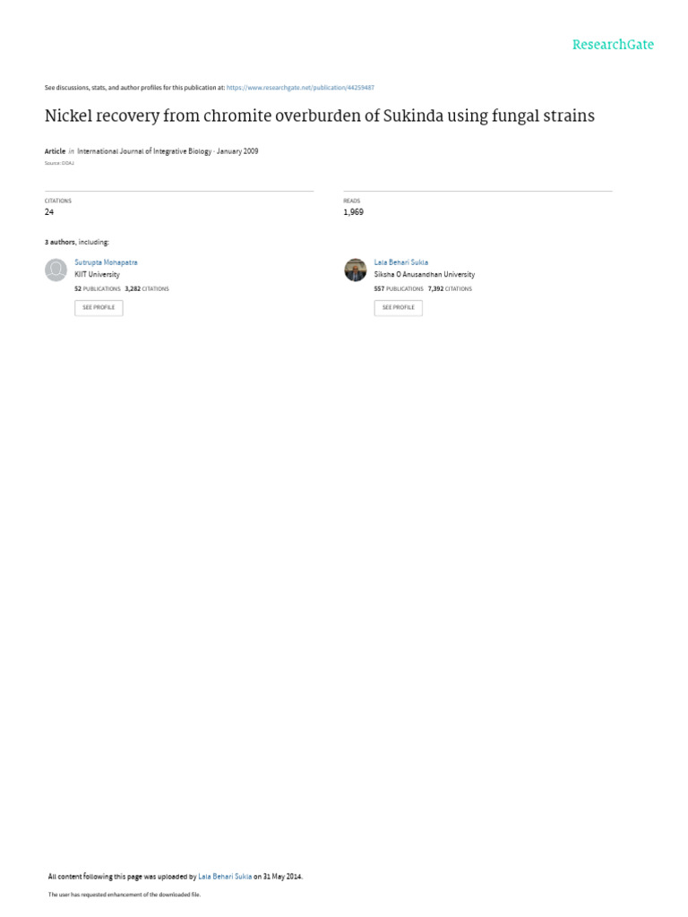 Nickel Recovery from Chromite Overburden | PDF | Chemical Substances ...