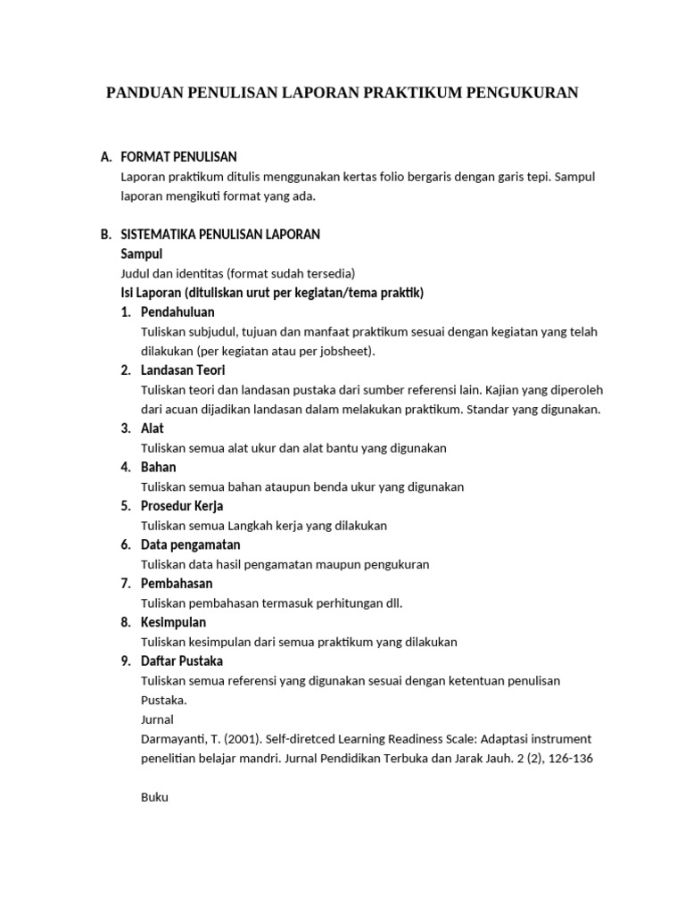 Panduan Laporan Praktikum Pengukuran | PDF